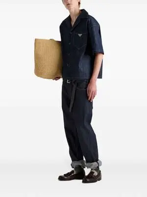 Prada Triangle-logo Button-up Denim Shirt