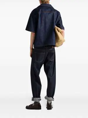 Prada Triangle-logo Button-up Denim Shirt