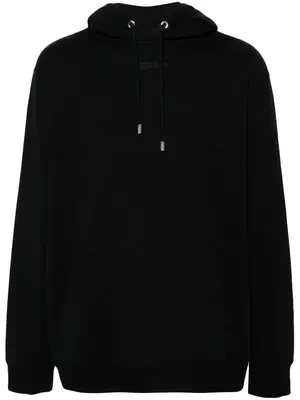 LANVIN Embroidered Logo Cotton Hoodie - Black