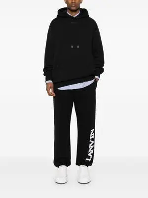LANVIN Embroidered Logo Cotton Hoodie - Black