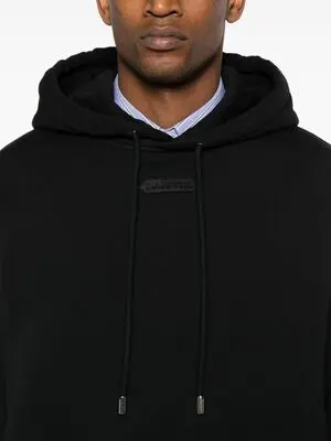 LANVIN Embroidered Logo Cotton Hoodie - Black