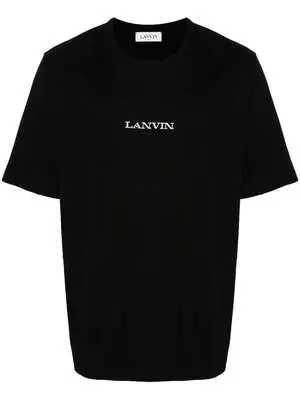 LANVIN Logo-embroidered Cotton T-shirt - Black