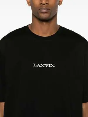 LANVIN Logo-embroidered Cotton T-shirt - Black