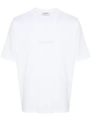 LANVIN Logo-embroidered Cotton T-shirt - White