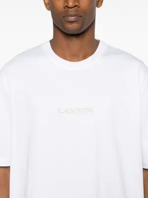 LANVIN Logo-embroidered Cotton T-shirt - White