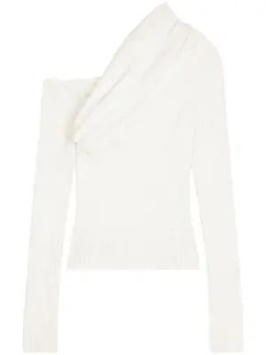 COURREGES Courrèges Logo-Embroidered Ribbed Jumper White