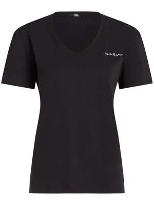 Karl Lagerfeld Signature V-neck T-shirt - Black