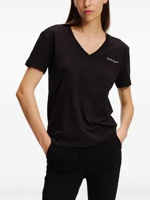 Karl Lagerfeld Signature V-neck T-shirt - Black