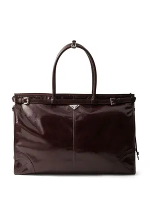 Prada Bonnie Leather Tote Bag Brown