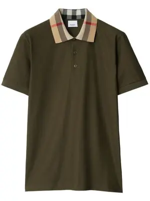 Burberry Checkered-collar Cotton Polo Shirt - Green