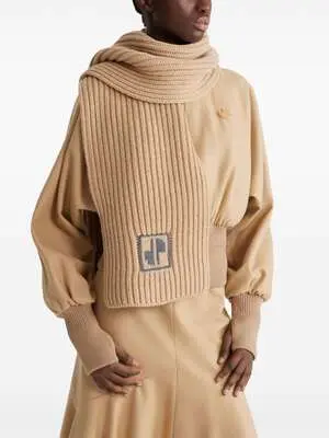 PATOU Jp Ribbed Scarf - Neutrals