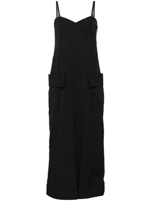 Yohji Yamamoto Sleeveless Wool Dungarees - Black