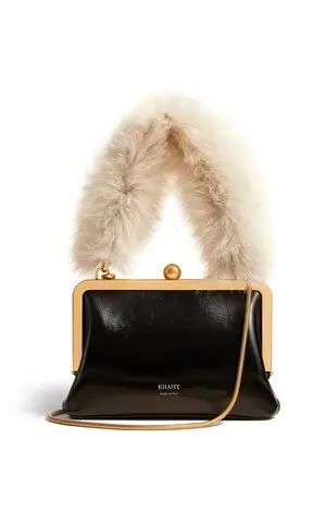Khaite Lilith Small Shearling-trimmed Leather Bag