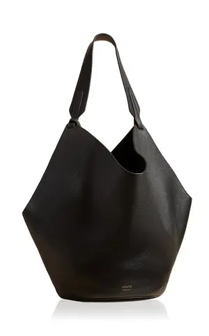 Khaite Lotus Medium Leather Tote Bag - Black