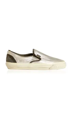 GOLDEN GOOSE Laminated Leather Slip-on Sneakers - Silver