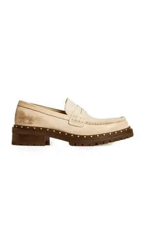 GOLDEN GOOSE Jerry Rock Studded Leather Loafers - Neutral