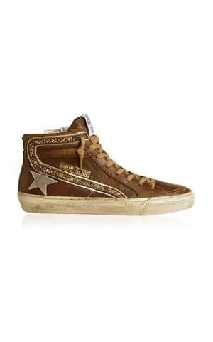GOLDEN GOOSE Slide Embellished Leather Sneakers