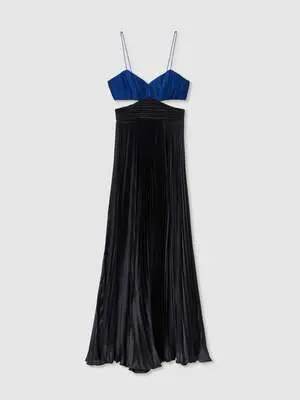 AMUR Elodie Pleated Maxi Dress