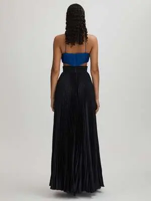 AMUR Elodie Pleated Maxi Dress