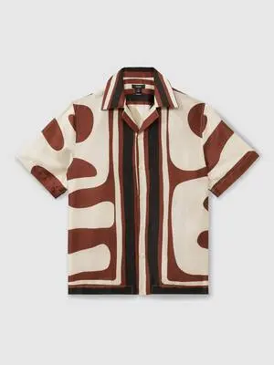 REISS Tom Relaxed Printed Cuban Collar Shirt