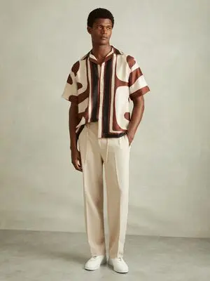 REISS Tom Relaxed Printed Cuban Collar Shirt