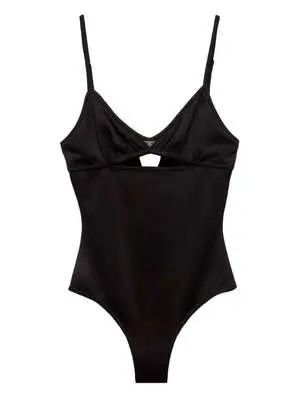 Prada Interlock Fabric One-piece Swimsuit With Cut-out Detail - Black