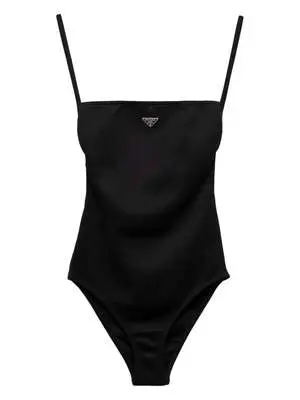 Prada Triangle-logo Open-back Swimsuit - Black