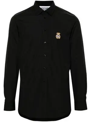 Moschino Teddy Bear-patch Cotton Shirt - Black