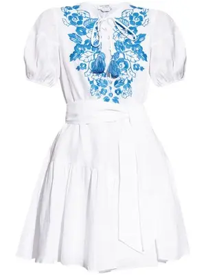 Kate Spade New York Floral-Embroidered Linen Mini Dress In White - 60% Off  | Editorialist