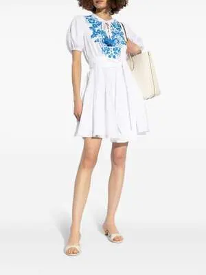 linen mexican dress Larkin Lane | Amorcita Linen Mexican Dress | Ivory/Turquoise main image 0