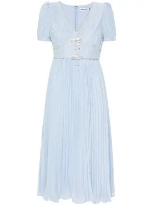 SELF-PORTRAIT Pleated Chiffon Midi Dress
