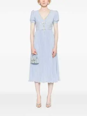 SELF-PORTRAIT Pleated Chiffon Midi Dress