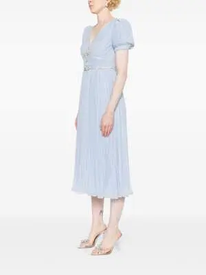 SELF-PORTRAIT Pleated Chiffon Midi Dress