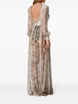 Philipp Plein Snakeskin-print Silk Maxi Dress