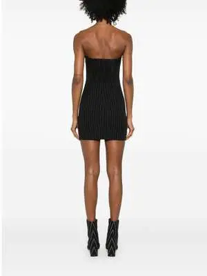 Patrizia Pepe Wide-neck Pinstriped Minidress