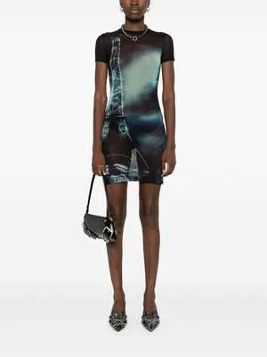 Jean Paul Gaultier Pigalle-print Mesh Mini Dress