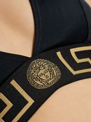 Versace Logo-underband Bikini Top - Black