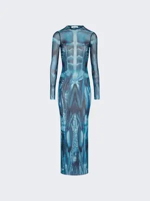 JEAN PAUL GAULTIER Mesh Long Dress - Blue Écorché Print