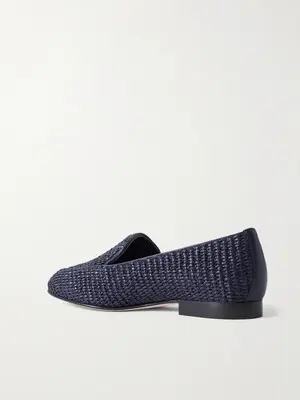 Manolo Blahnik Pitakara Raffia Loafers - Blue
