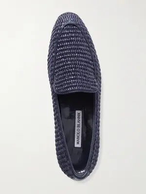 Manolo Blahnik Pitakara Raffia Loafers - Blue