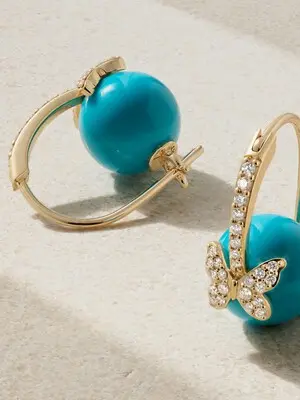 SYDNEY EVAN Butterfly Turquoise And Diamond Earrings