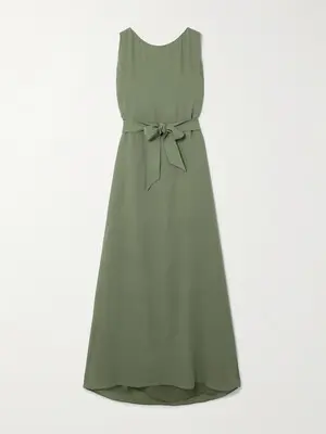 Loro Piana Belted Silk-crepe Maxi Dress