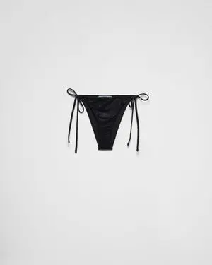 Prada Jersey Bikini Bottom With Rhinestones - Black/fume