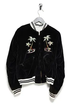 Vintage Wgaca Silver Silk & Black Velvet Guam Reversible Jacket