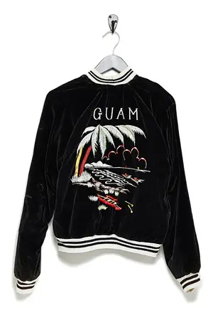 Vintage Wgaca Silver Silk & Black Velvet Guam Reversible Jacket