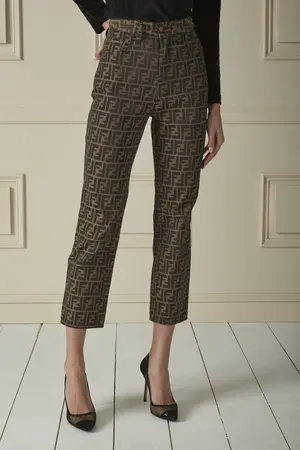 Fendi Zucca Canvas Straight-leg Trousers - Brown