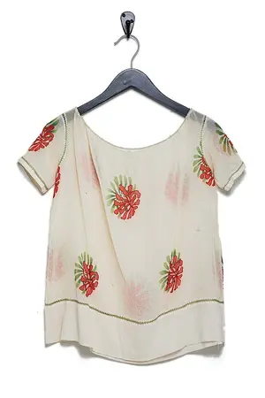 Vintage Wgaca 1930s Embroidered Silk Top - Red