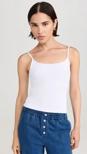 Donni. Ribbed Spaghetti Tank - Powder