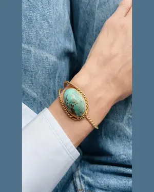 HAUTE VICTOIRE Persian Dome Cabochon Gold Cuff Bracelet