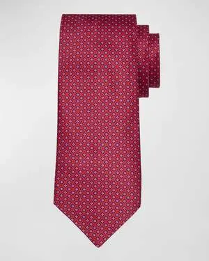 Stefano Ricci Stefano Ricci Microgeometric Print Silk Tie Black  Red